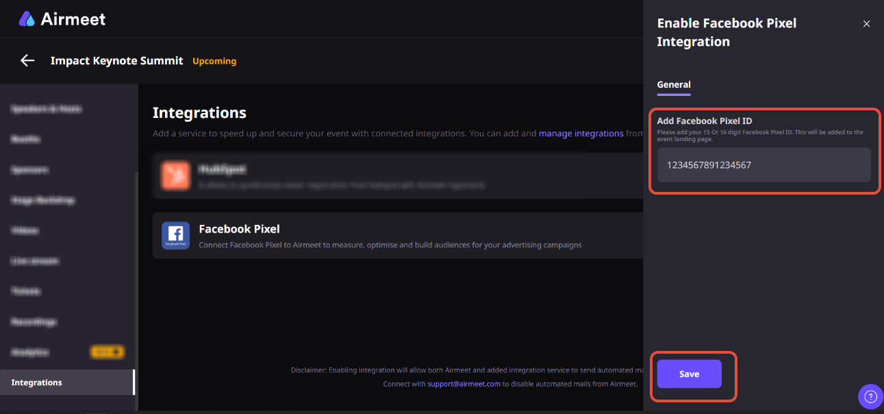 Facebook Pixel Integration | Airmeet